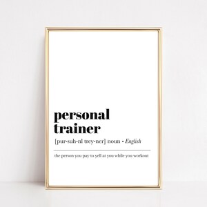 Funny Personal Trainer Definition Print Funny Personal Trainer Gift ...