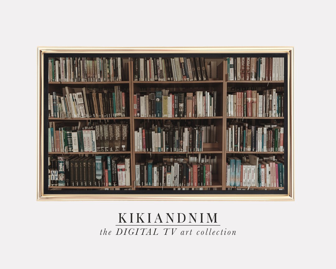 Samsung Frame Tv Art | Library Books Samsung Art Tv | Book Art | Dark ...