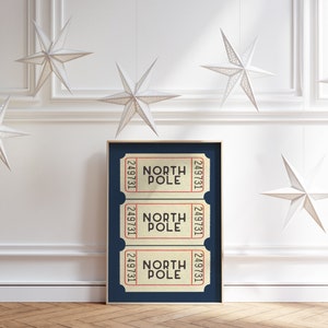 North Pole Ticket Print | Blue Christmas Decor | Trendy Christmas Print ...