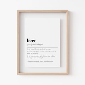 Beer Definition Print | Bar Cart Decor | Beer Wall Art | Kitchen Decor ...