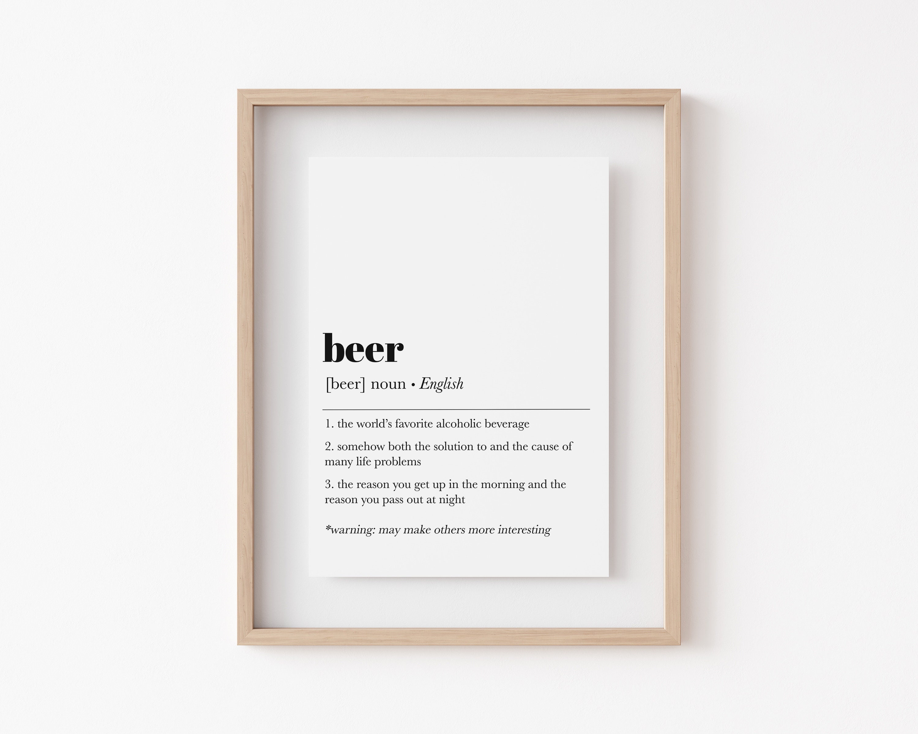Beer Definition Print Bar Cart Decor Beer Wall Art | Etsy