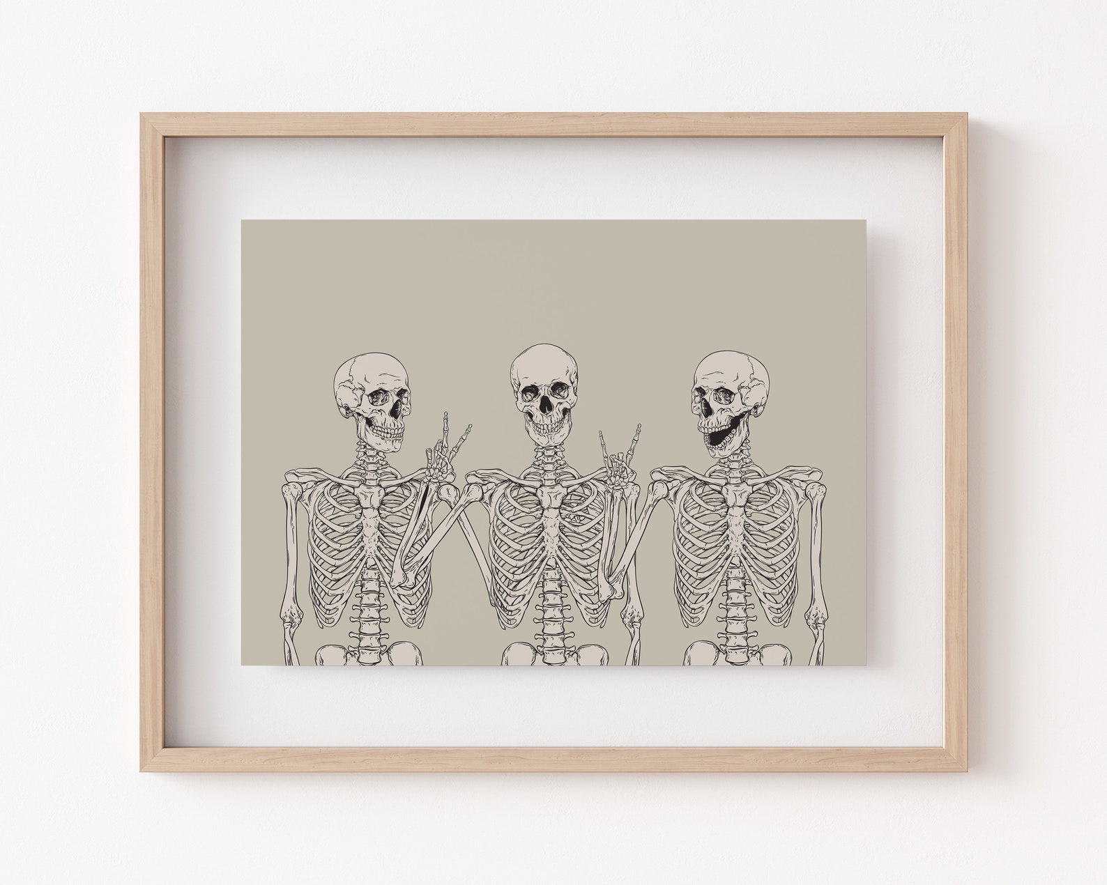 Boho Halloween Decor | Set of 6 Skeleton Prints | Halloween Prints ...