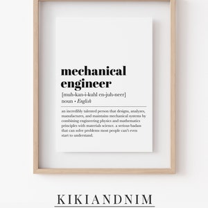 Mechanical Engineer Definition Print | Mechanical Engineer Gifts | Gift ...