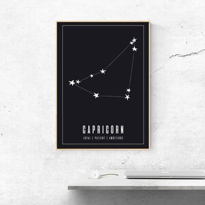 Capricorn Wall Art | Capricorn Zodiac Print | Astrology Gifts | Zodiac ...