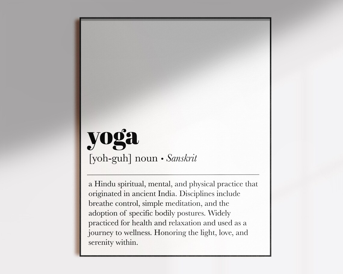 Yoga Definition Print Home Gym Decor Yoga Wall Art Zen | Etsy