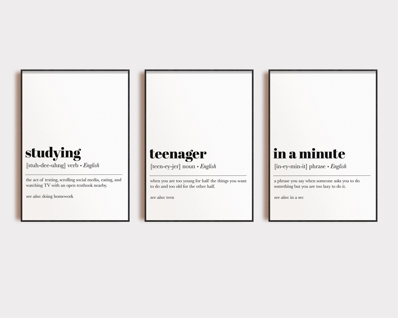 Teen Wall Art | Set of 3 Prints | Teenager Room Decor | Funny Teen Gift ...