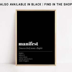 Manifest Definition Print | Inspirational Wall Art | Happiness Prints ...