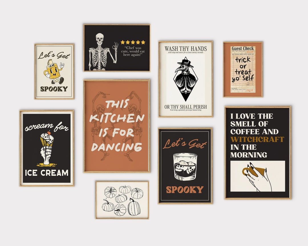 Halloween Kitchen Decor | 12 PRINTABLES | Halloween Kitchen Wall Art ...