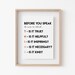 Think Before You Speak Poster | Neutral Classroom Printable Wall Art ...