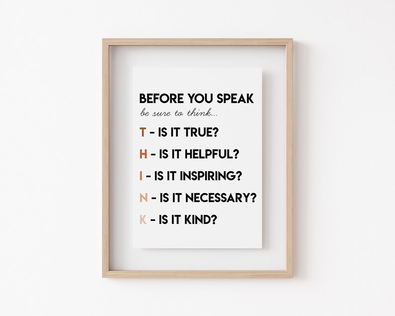 Think Before You Speak Poster Neutral Classroom Printable - Etsy