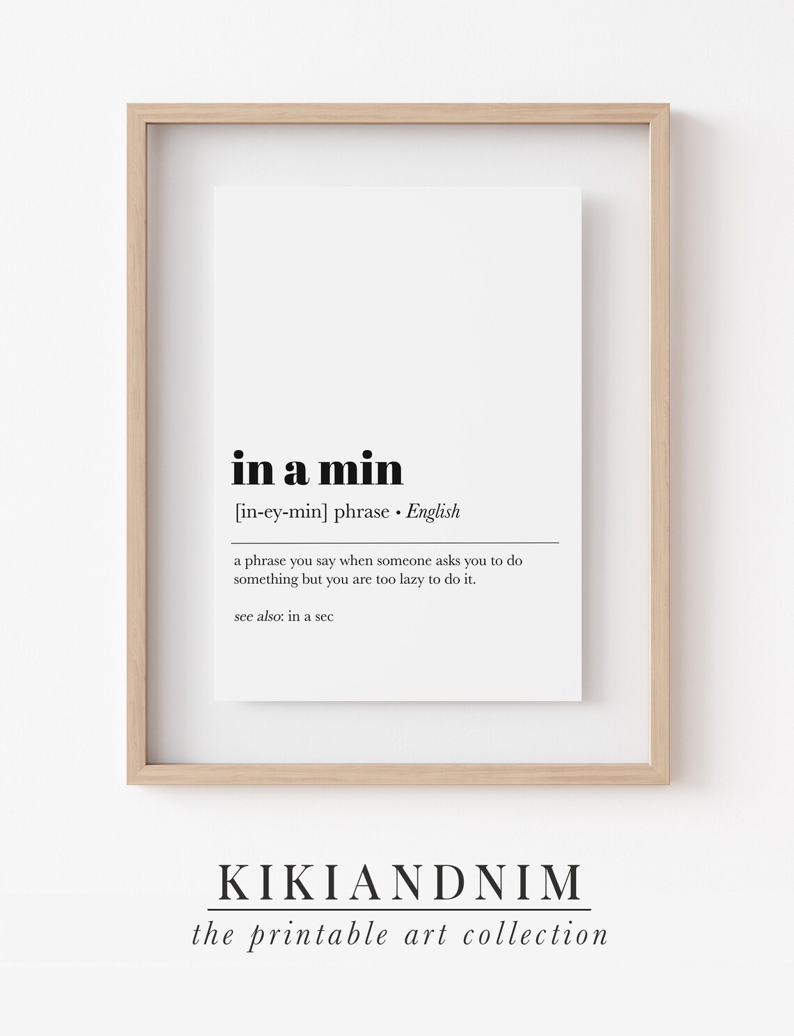 In a Min Definition Print Funny Teen Wall Art Teenager | Etsy