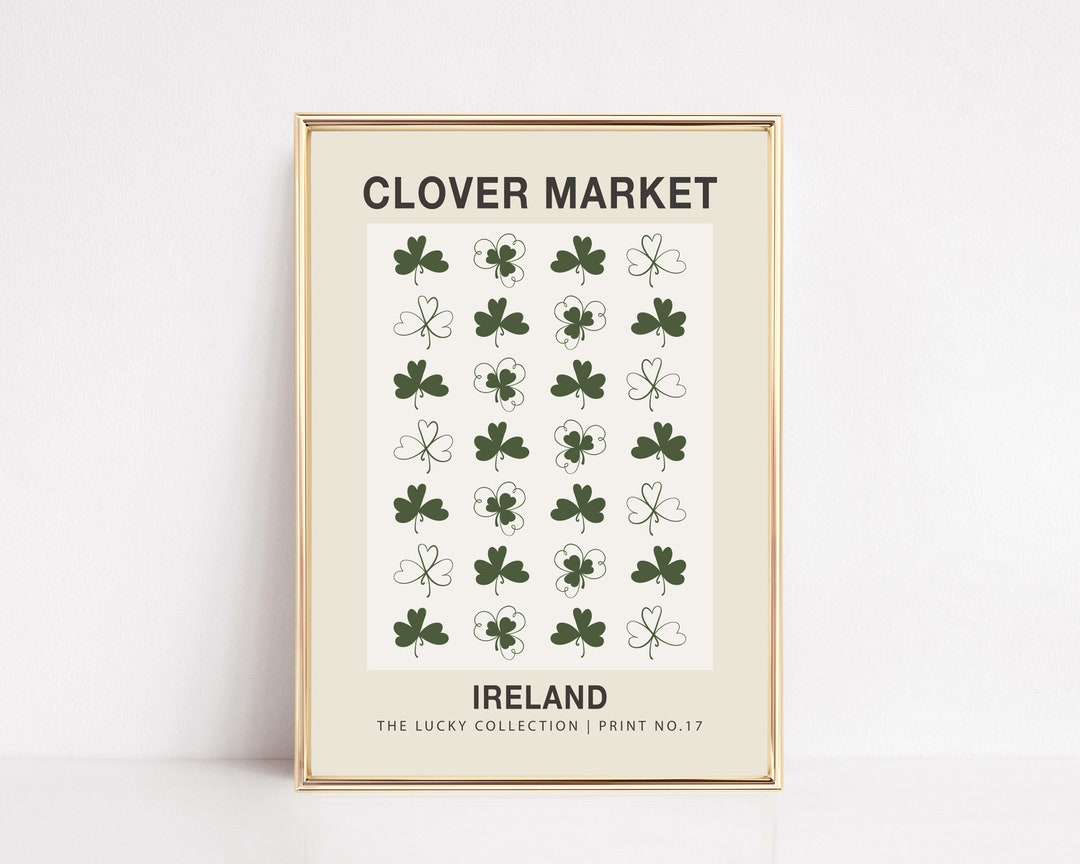 St. Patricks Day Decor | Clover Printable Wall Art | Flower Market ...