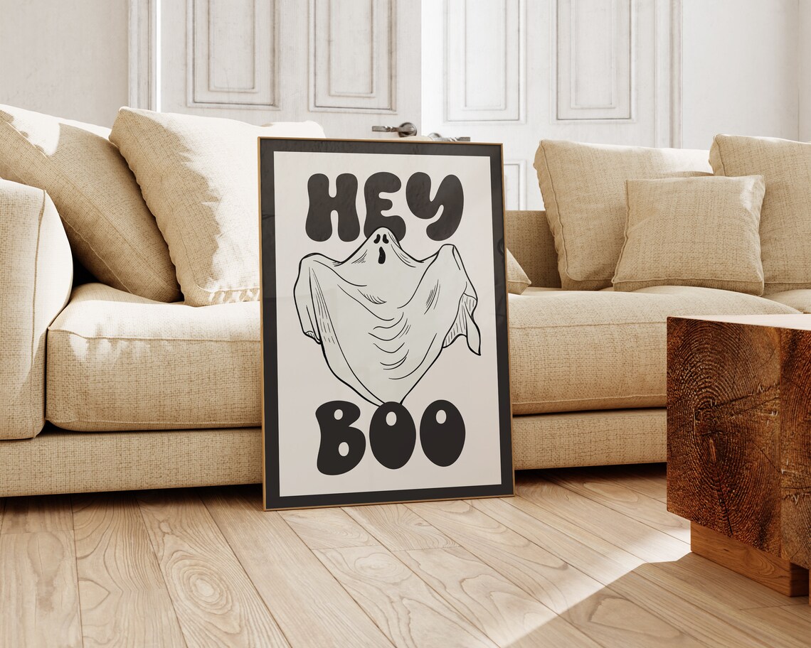 Hey Boo Sign | Cute Halloween Decor | Halloween Wall Art | Trendy Wall ...