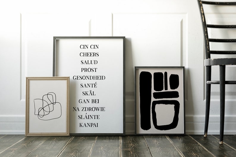 Cheers in Different Languages Sign Bar Cart Prints Cheers | Etsy