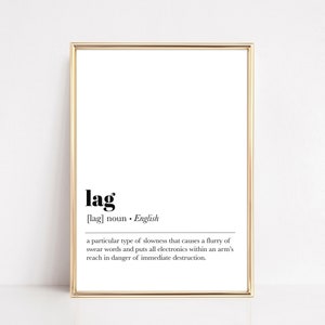 Lag Definition Print Gaming Wall Art Set Gamer Print - Etsy