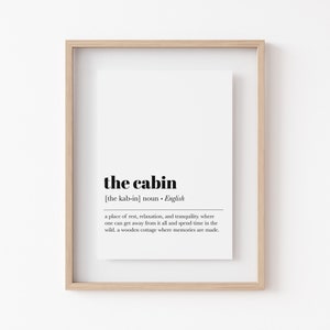 Cabin Definition Print | Cabin Decor | Printable Wall Art for Cabin ...