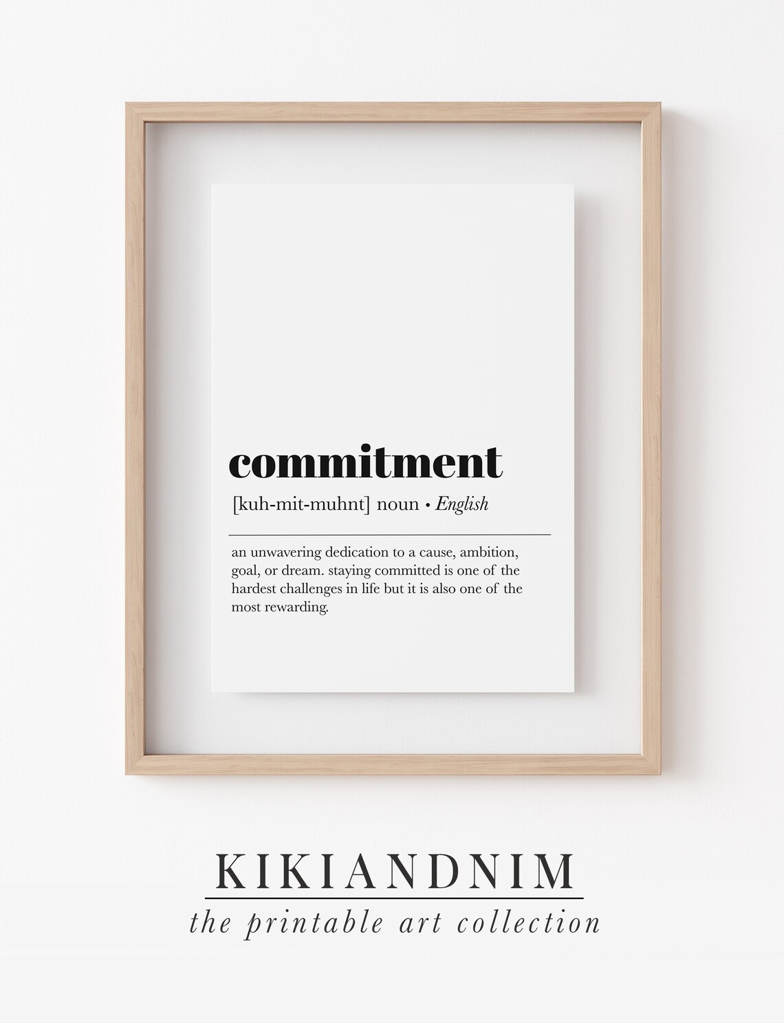Commitment Definition Print Home Office Wall Art | Etsy