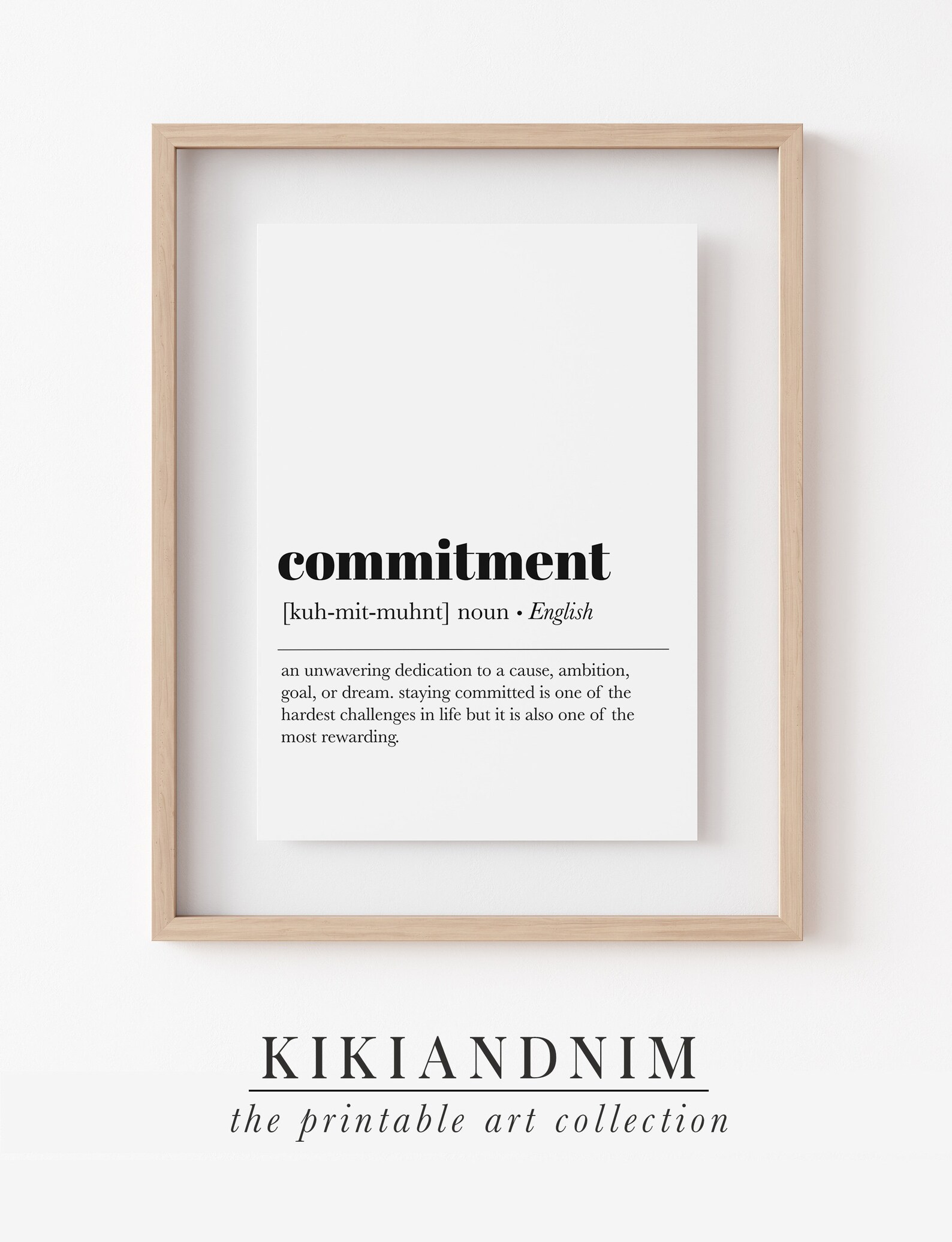 Commitment Definition Print Home Office Wall Art | Etsy