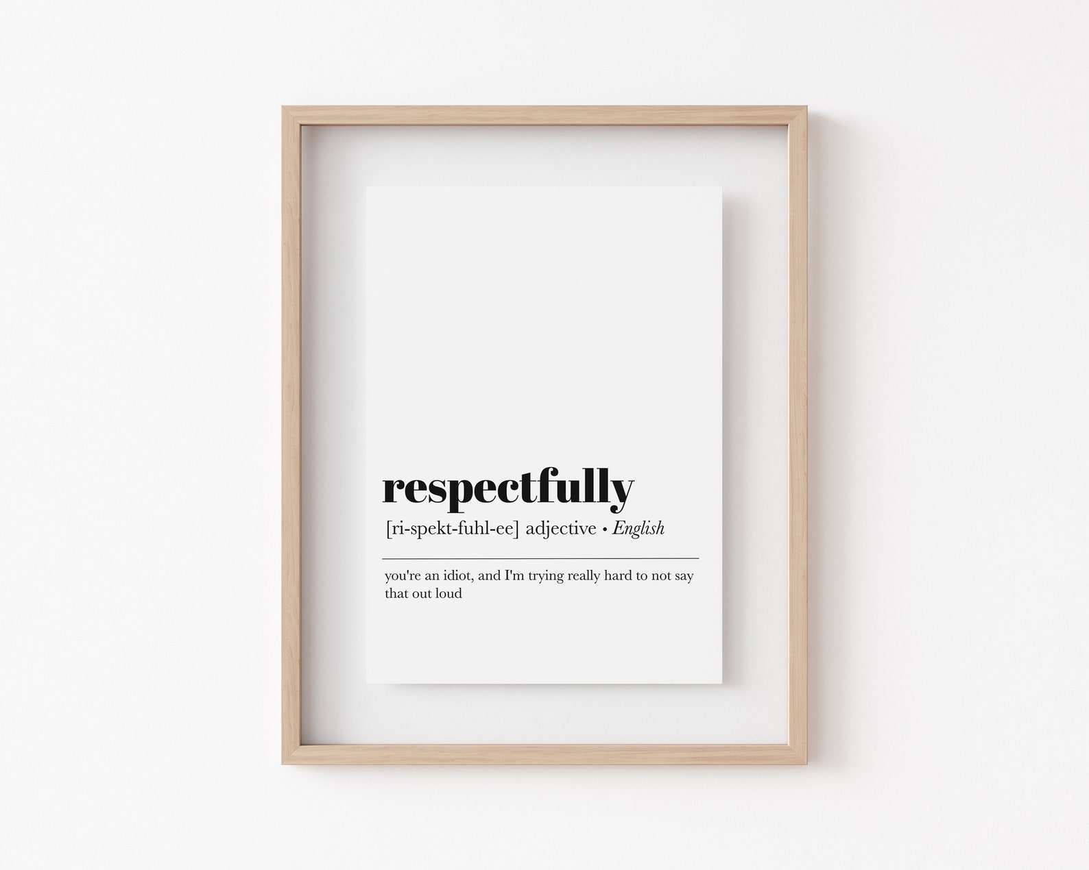Respectfully Definition Print Minimalist Dorm Room Decor - Etsy