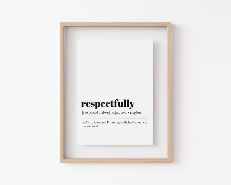 Respectfully Definition Print Minimalist Dorm Room Decor - Etsy