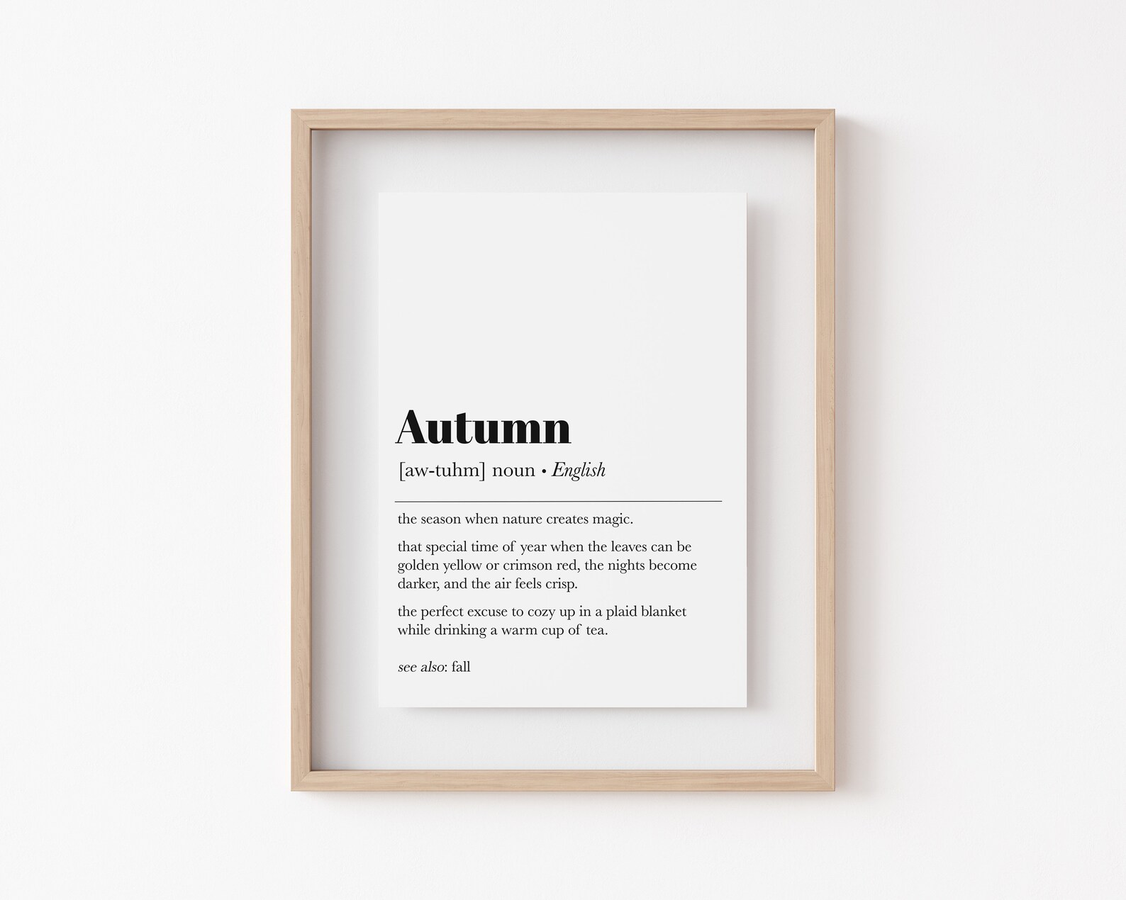 Autumn Definition Print Autumn Wall Art Fall Home Decor - Etsy