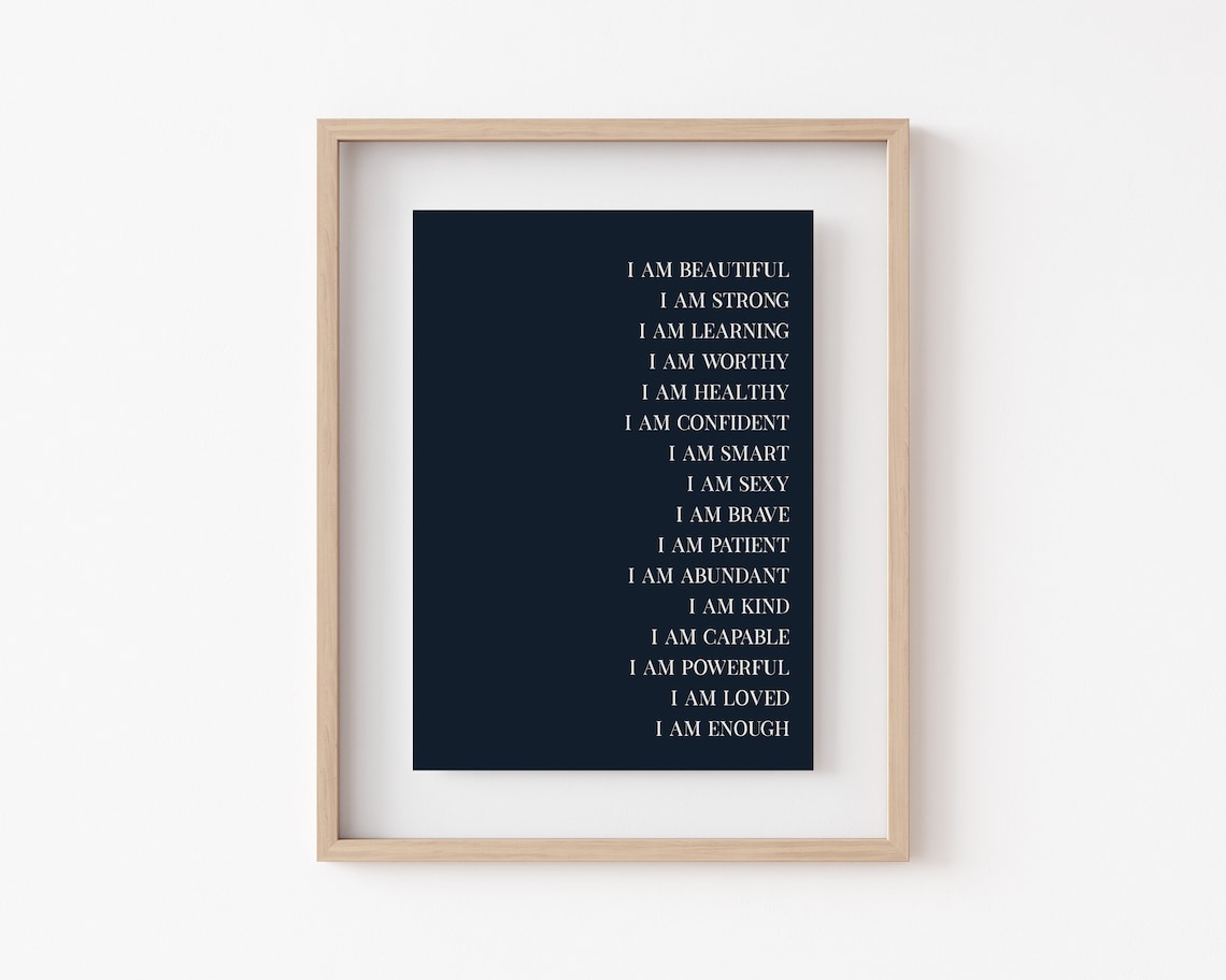 Daily Affirmations Print Affirmations Wall Art Blue Wall | Etsy
