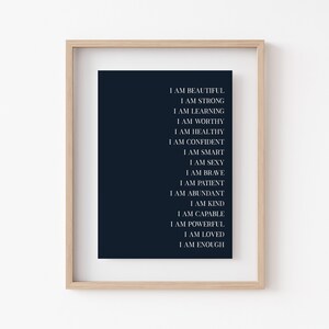 Daily Affirmations Print | Affirmations Wall Art | Blue Wall Art ...