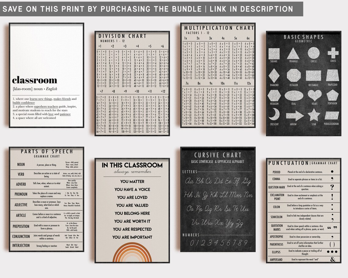 Classroom definition print minimalist classroom decor | Etsy