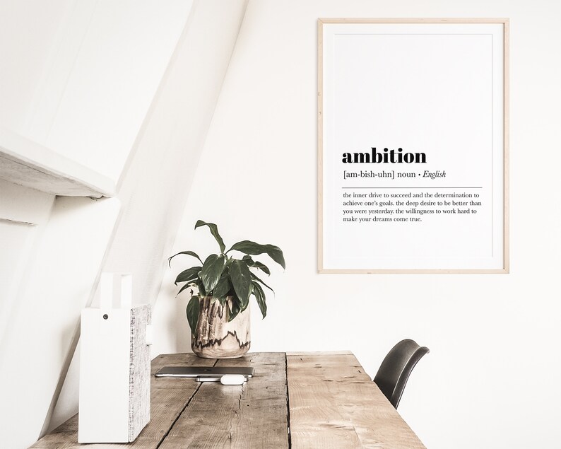 Ambition Definition Print | Office Wall Art | Entrepreneur Gift | Home ...