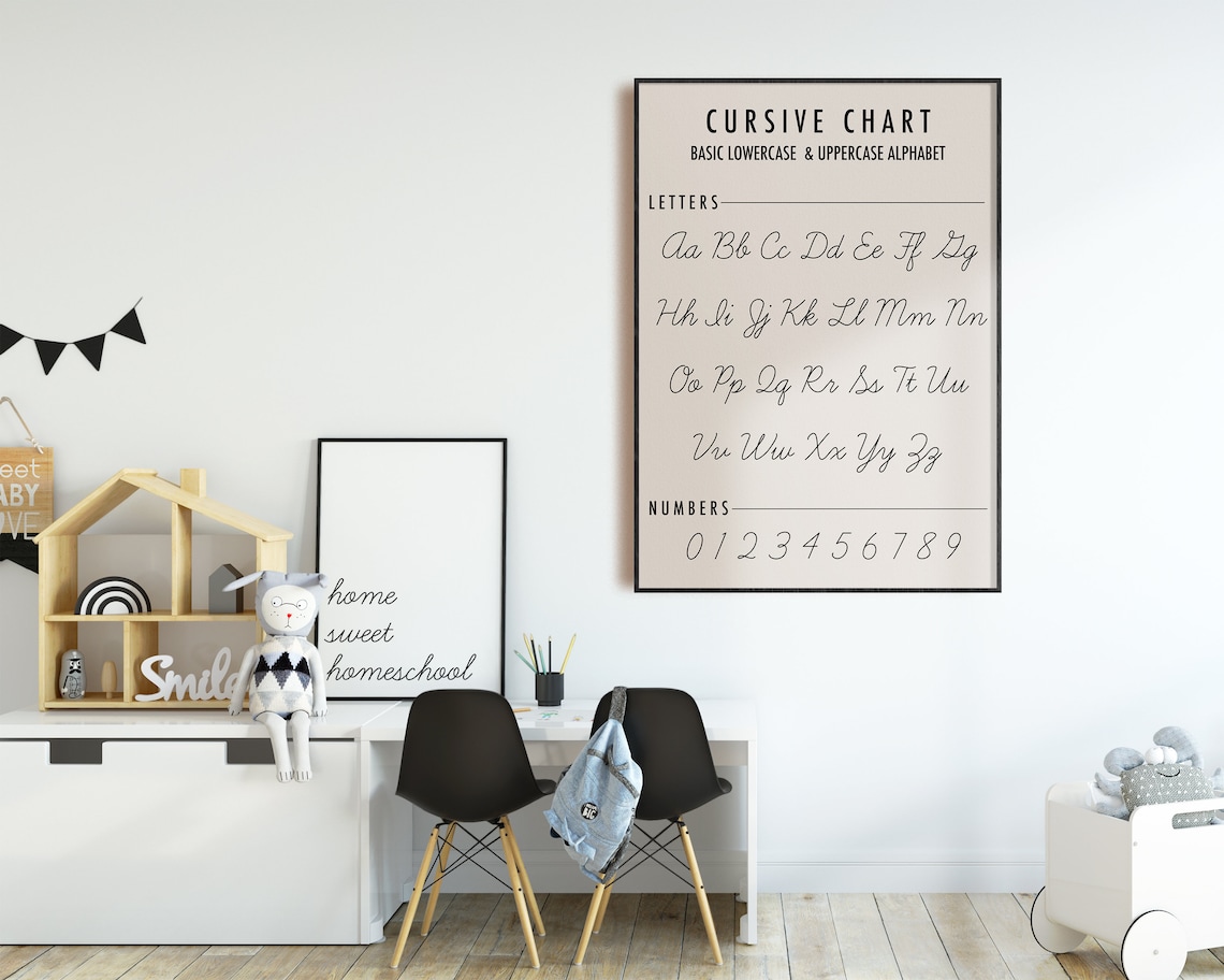 Educational Poster Cursive Writing Chart Alphabet Chart - Etsy