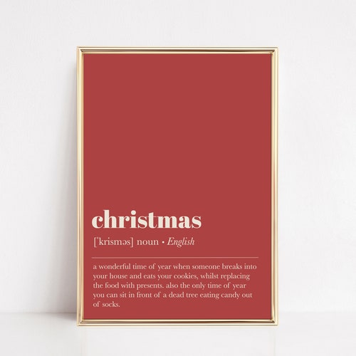 Christmas Definition Print Christmas Printable Wall Art | Etsy