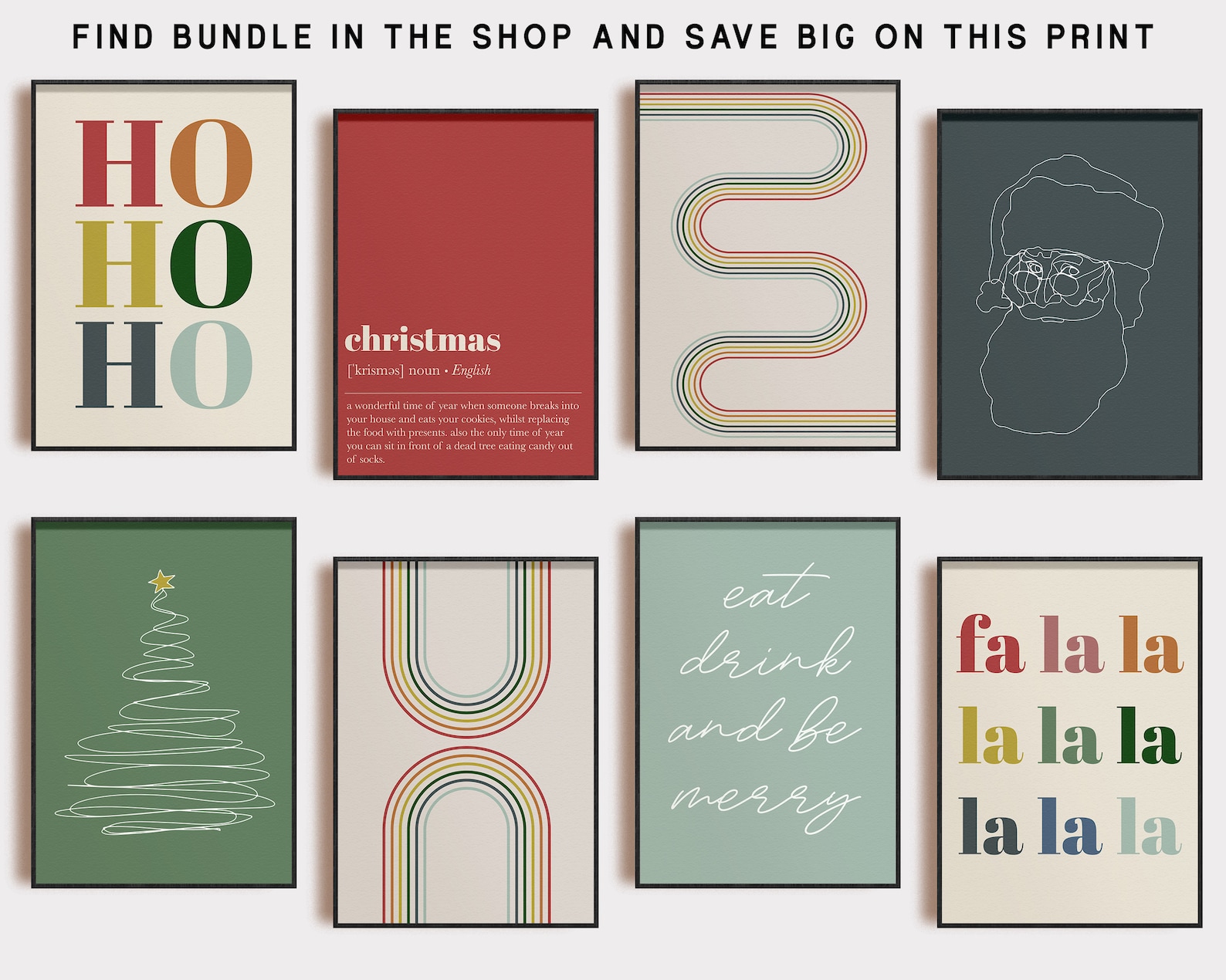 Fa La La Printable | Fa La La Sign | Holiday Decor | Christmas Wall Art ...