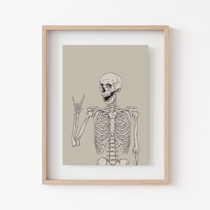 Funny Halloween Print Boho Halloween Decor Neutral Decor Skeleton Print ...