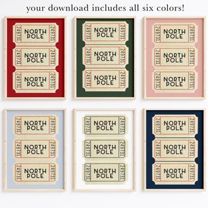 North Pole Ticket Print | Blue Christmas Decor | Modern Christmas Print ...