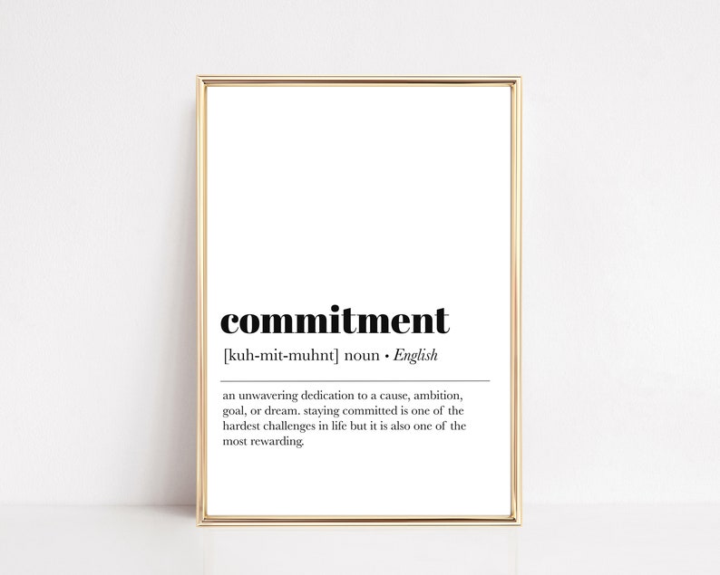 Commitment Definition Print Home Office Wall Art | Etsy