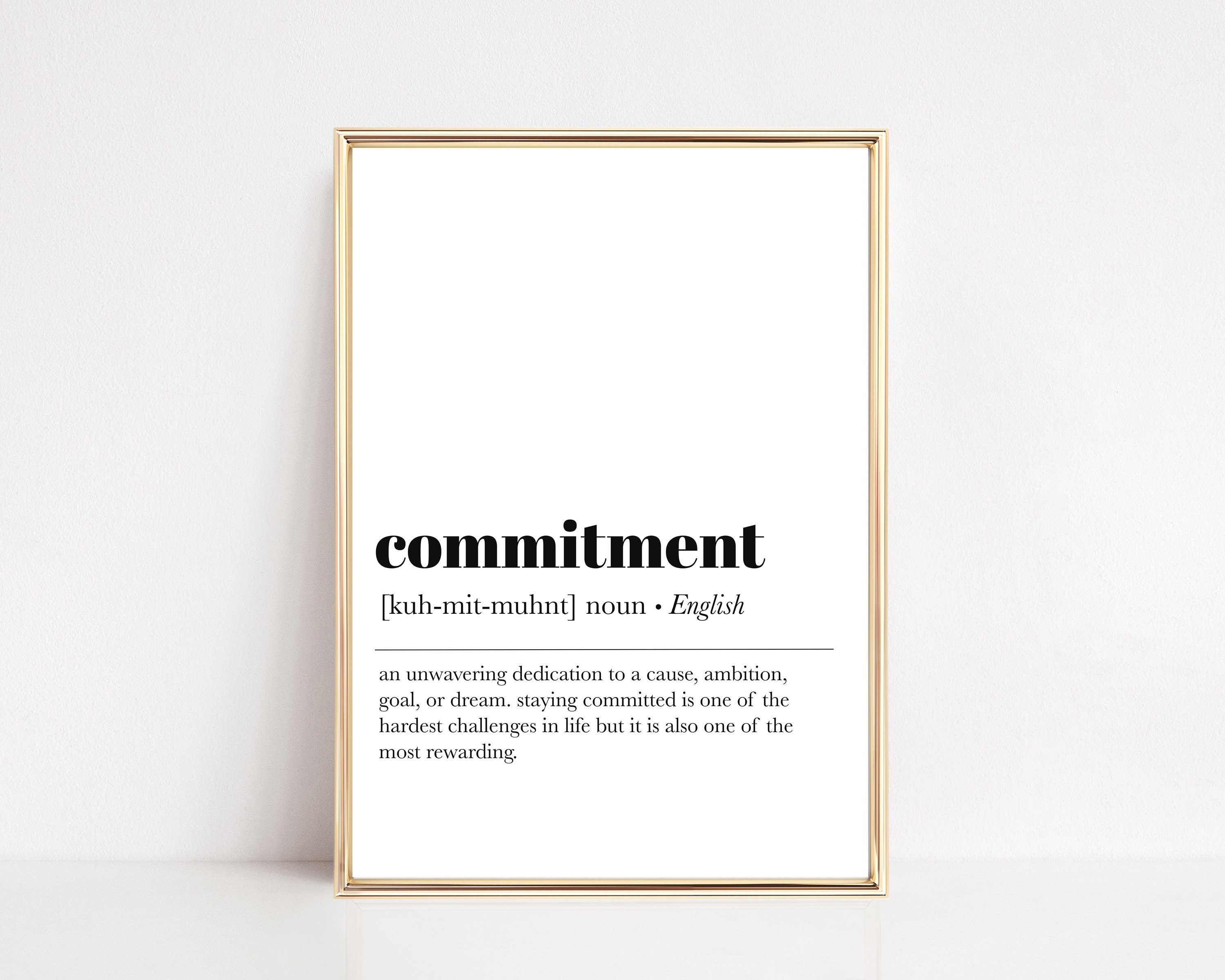 Commitment Definition Print Home Office Wall Art | Etsy