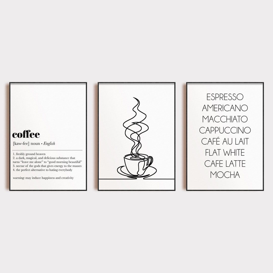 Coffee Bar Set of 3 Prints | Coffee Bar Printable Wall Art | Coffee ...