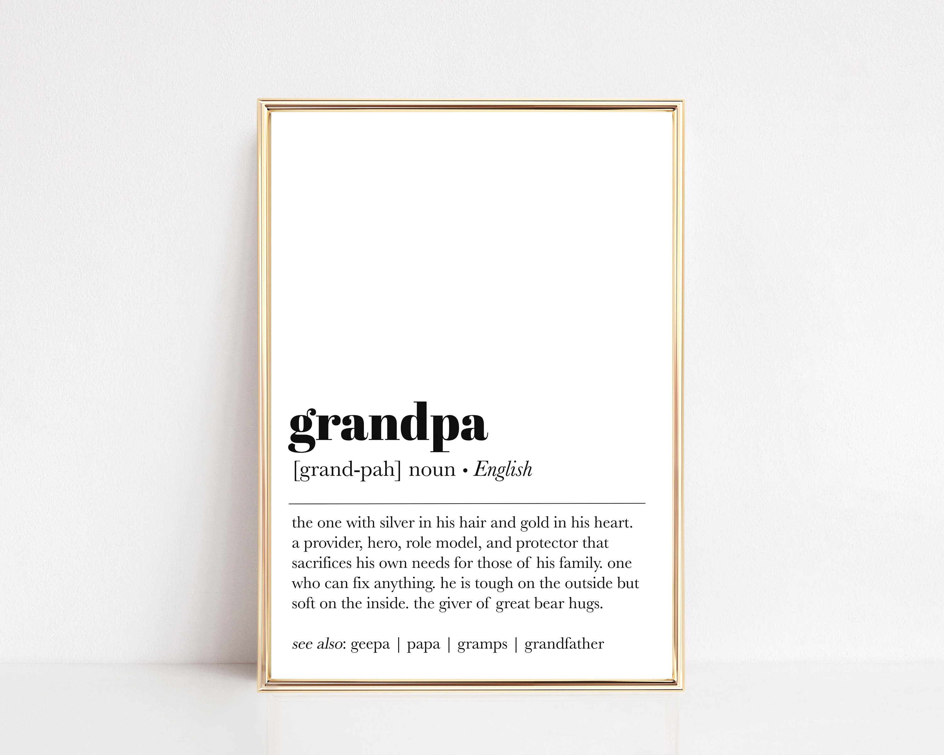 Grandpa Definition Print | Christmas Gift for Grandpa | Grandfather ...