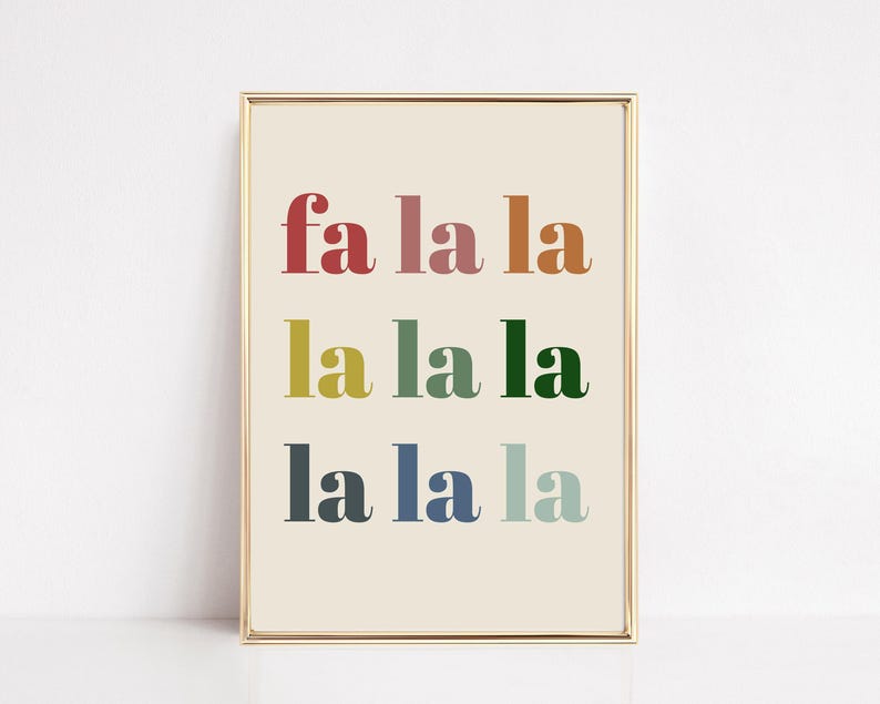 Retro Fa La La Christmas Print | Colorful Holiday Wall Art | Christmas ...