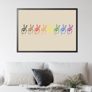 Peace Sign Print | Gay Pride Decor | LGBT Pride Wall Art | Rainbow Wall ...