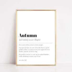 Autumn Definition Print Autumn Wall Art Fall Home Decor - Etsy