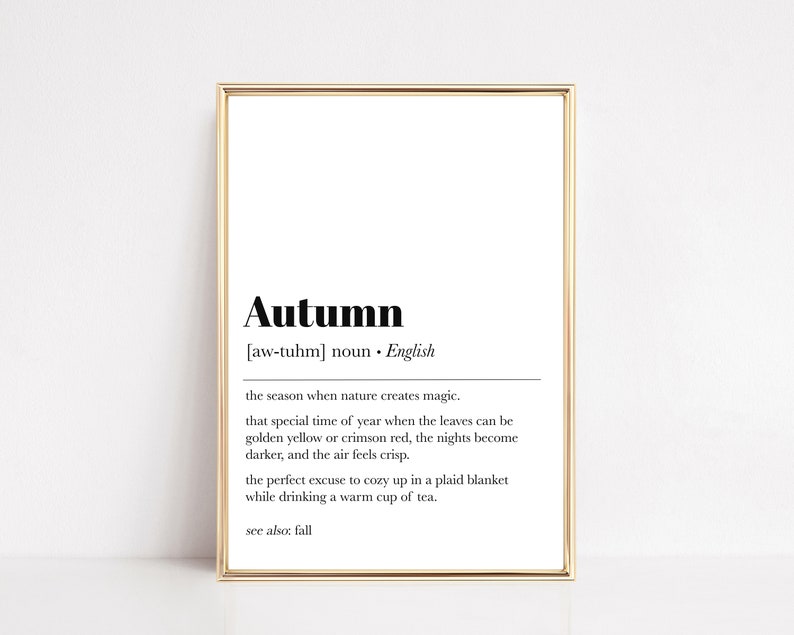 Autumn Definition Print Autumn Wall Art Fall Home Decor | Etsy