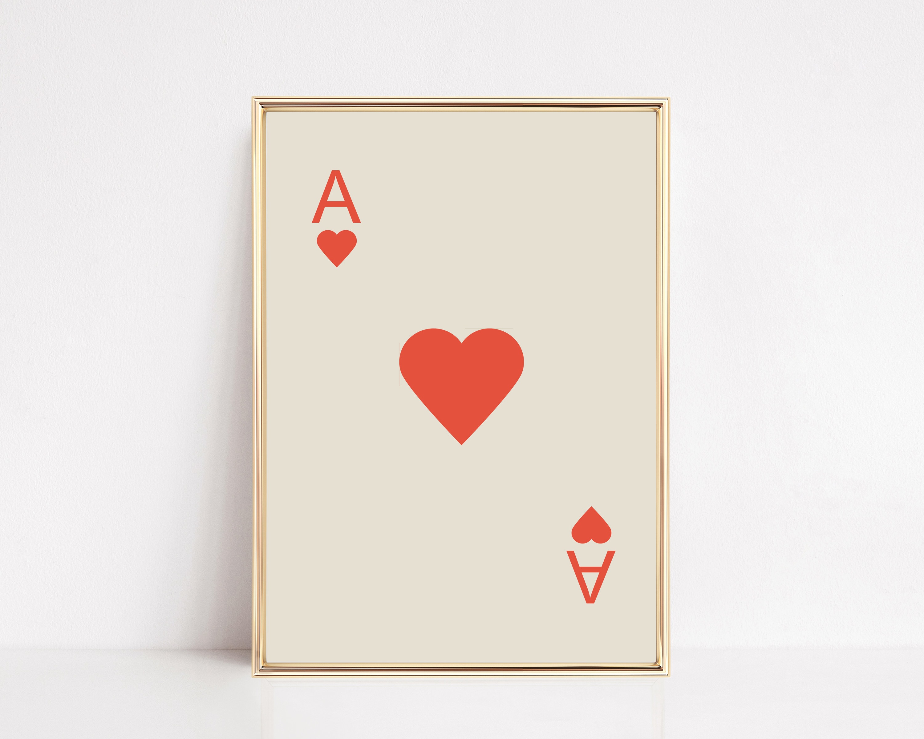 Red Ace of Hearts Poster Trendy Retro Wall Art Poker Print - Etsy