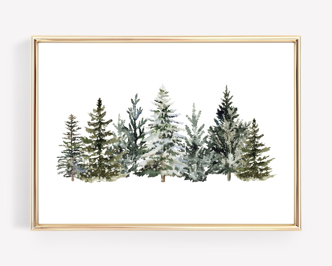 Christmas Tree Print | Winter Landscape | Pine Tree Art | Farmhouse ...