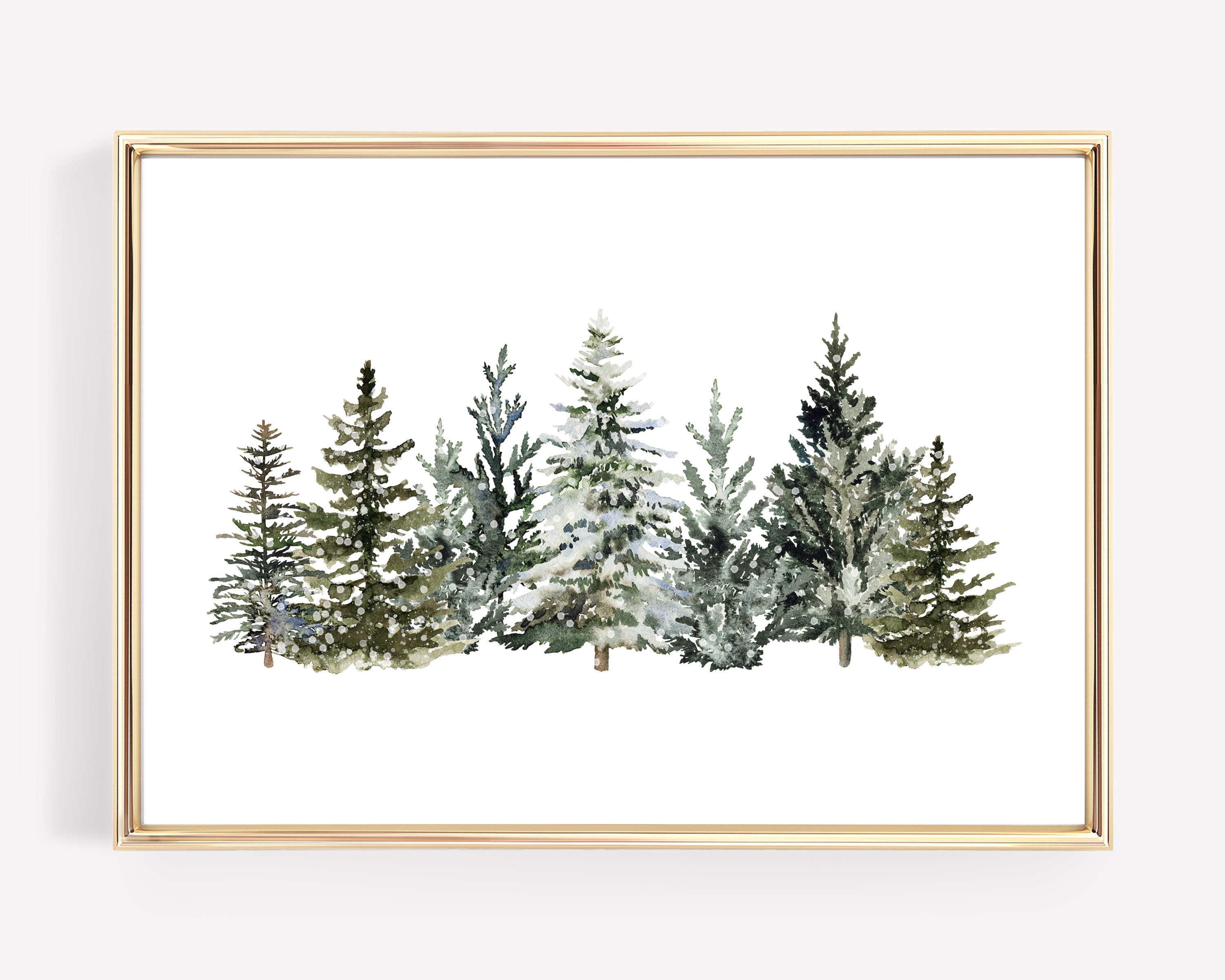Christmas Tree Print Winter Landscape Pine Tree Art - Etsy