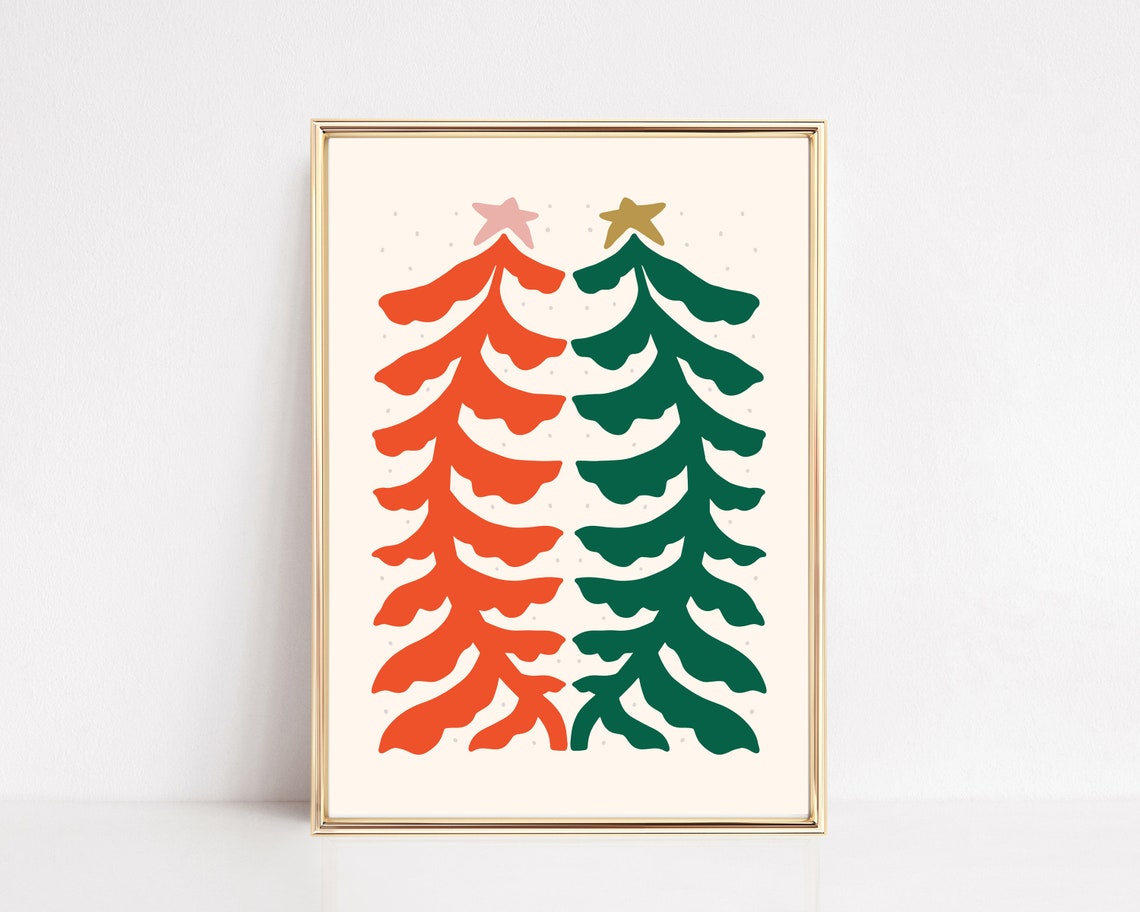 Retro Christmas Tree Print | Christmas Printable | Trendy Wall Art ...
