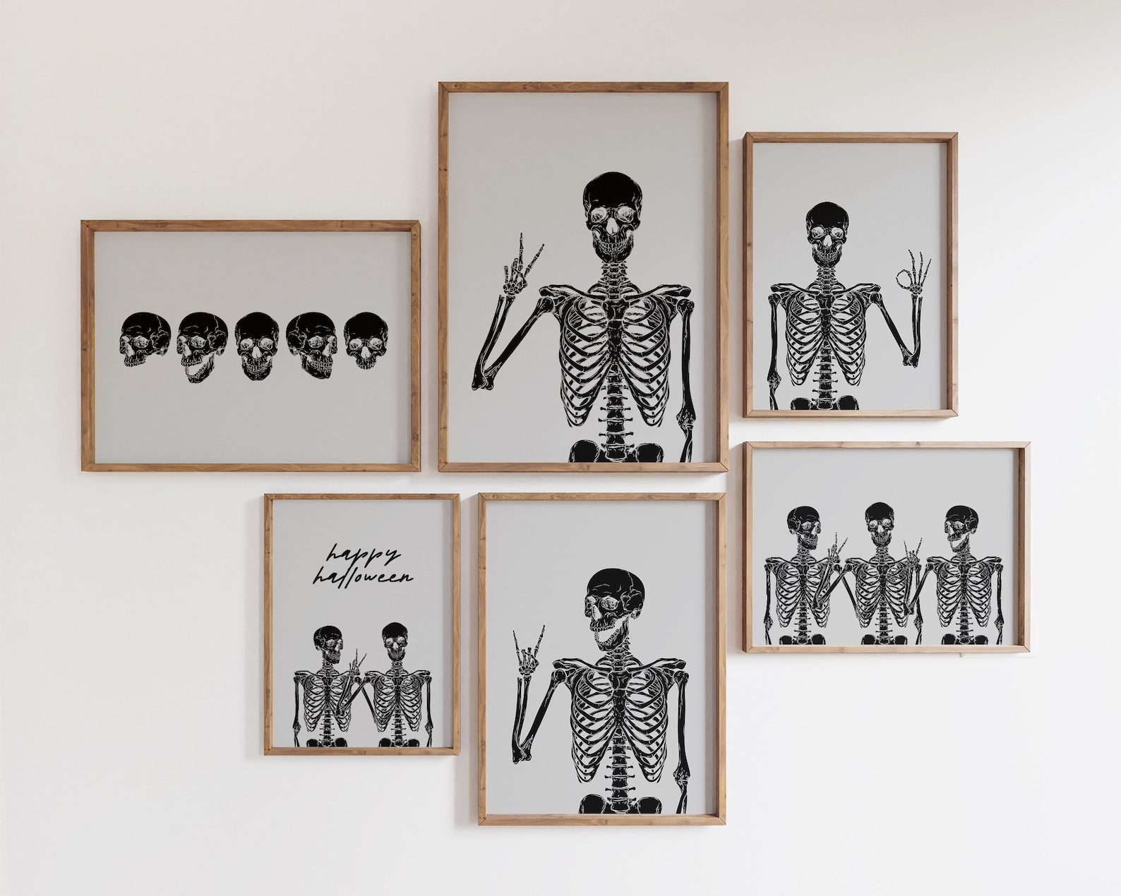 Halloween Prints | Skeleton Print | Set of 6 Prints | Skeleton Gallery ...