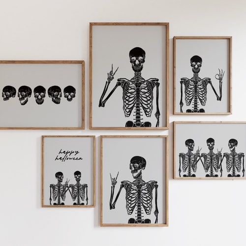 Skeleton Art Print Halloween Decor Halloween Printable - Etsy