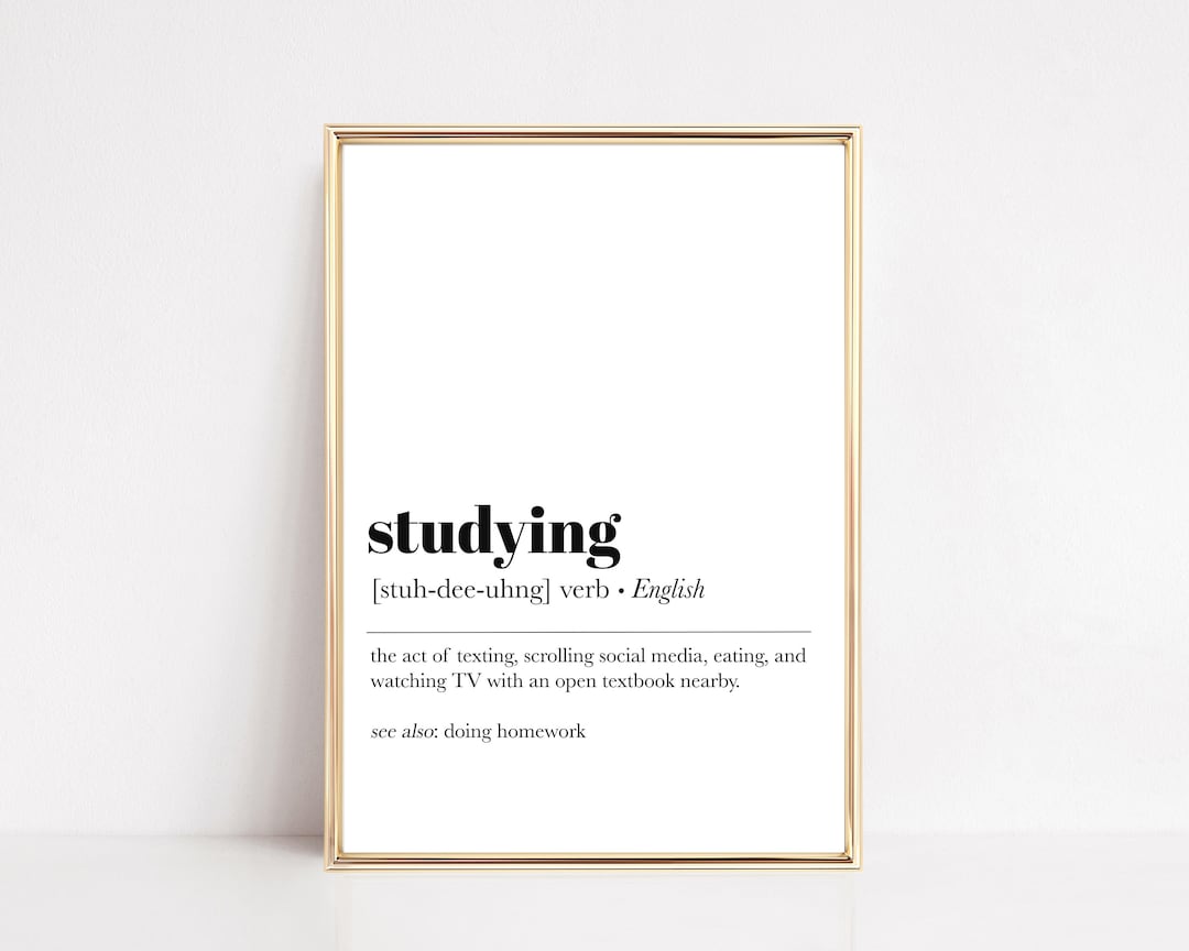 Study Definition Print | Studying Print | Teen Wall Art | Gift for ...