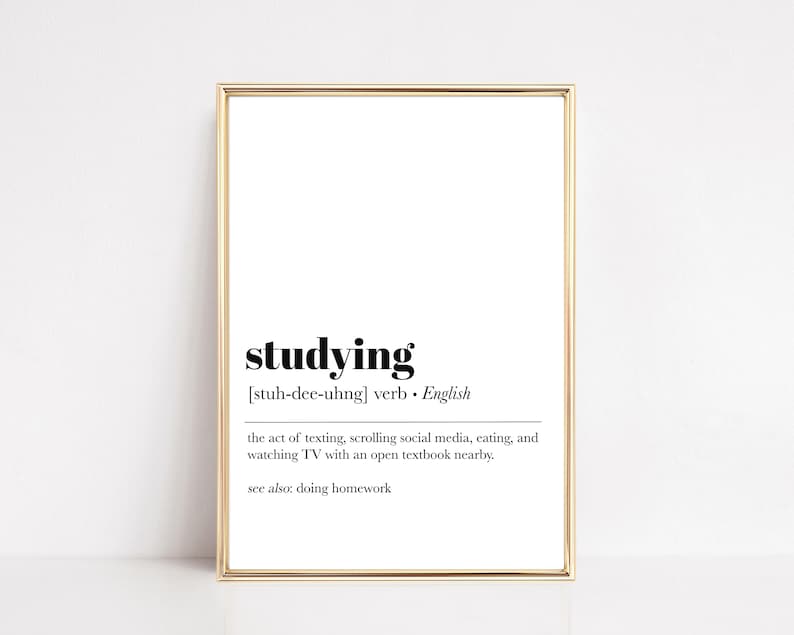 Study Definition Print Studying Print Teen Wall Art Gift - Etsy